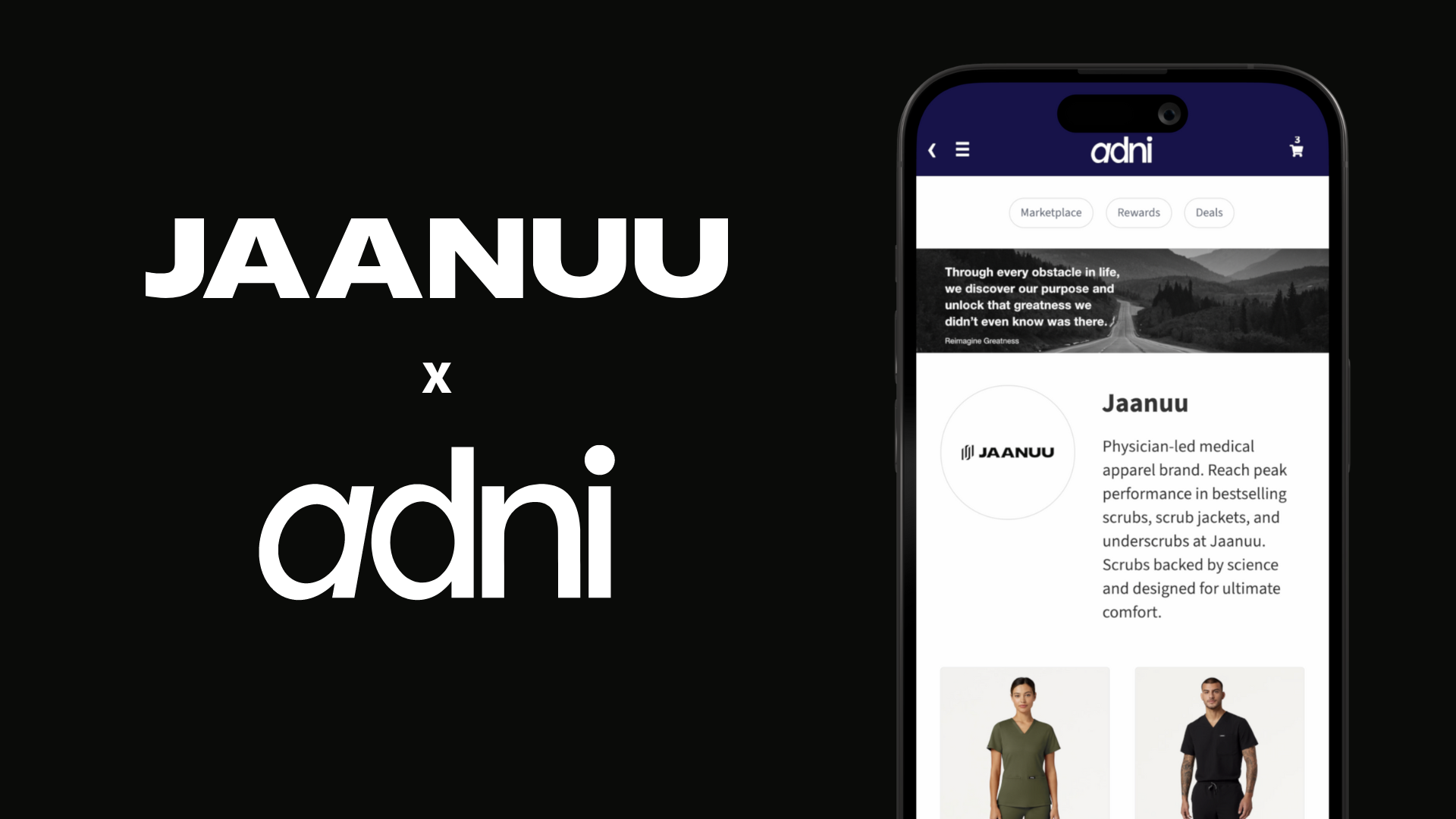 Jaanuu, the premium scrubs brand for healthcare workers, joins the Adni App